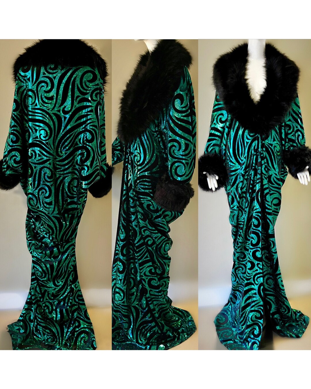 Handmade-custom Made Robe-1920s Style-old Hollywood Robe-green and ...