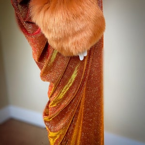 Copper Glitter Handmade Cocoon Robe-faux Fur Trim-old Hollywood Robe ...