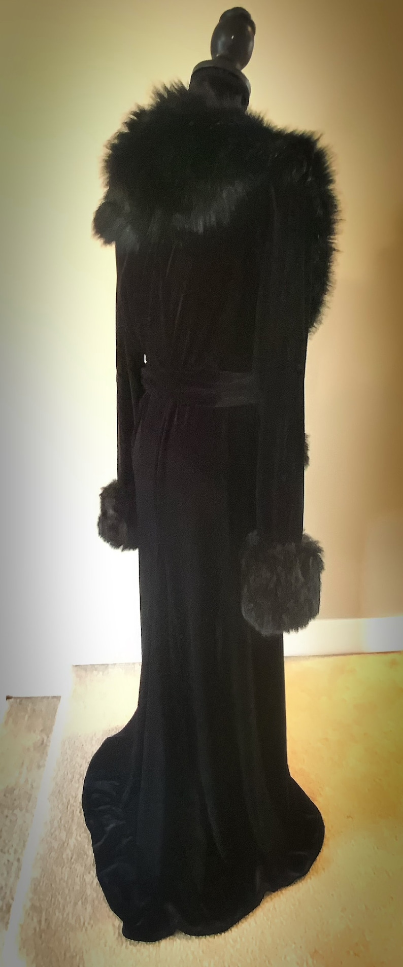 Darkest Black Velvet-handmade Glamour Robe-old Hollywood | Etsy