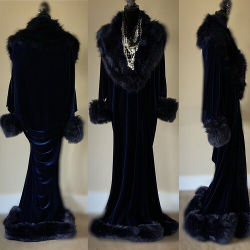 Velvet 1920s-old Hollywood Style-embossed Cream Velvet Robe - Etsy