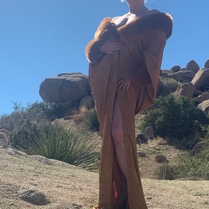 Copper Glitter Handmade Cocoon Robe-faux Fur Trim-old Hollywood Robe ...