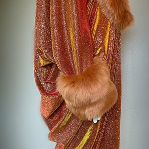 Copper Glitter Handmade Cocoon Robe-faux Fur Trim-old Hollywood Robe ...