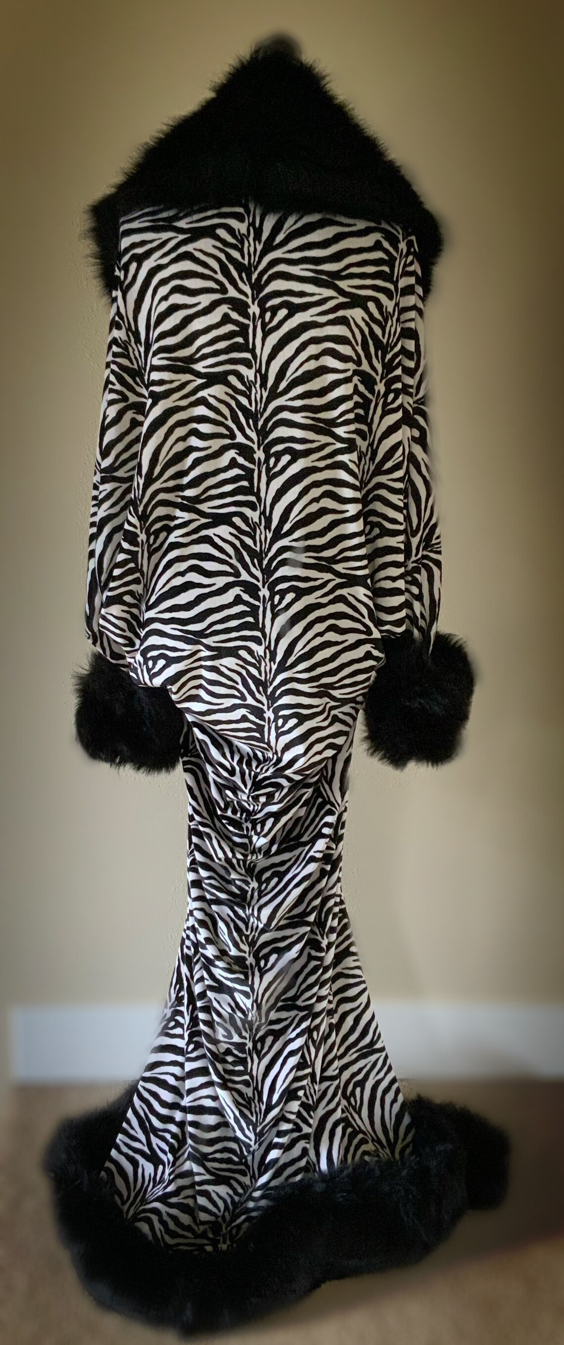 Black and white zebra-Velvet robe Old Hollywood style-Full | Etsy