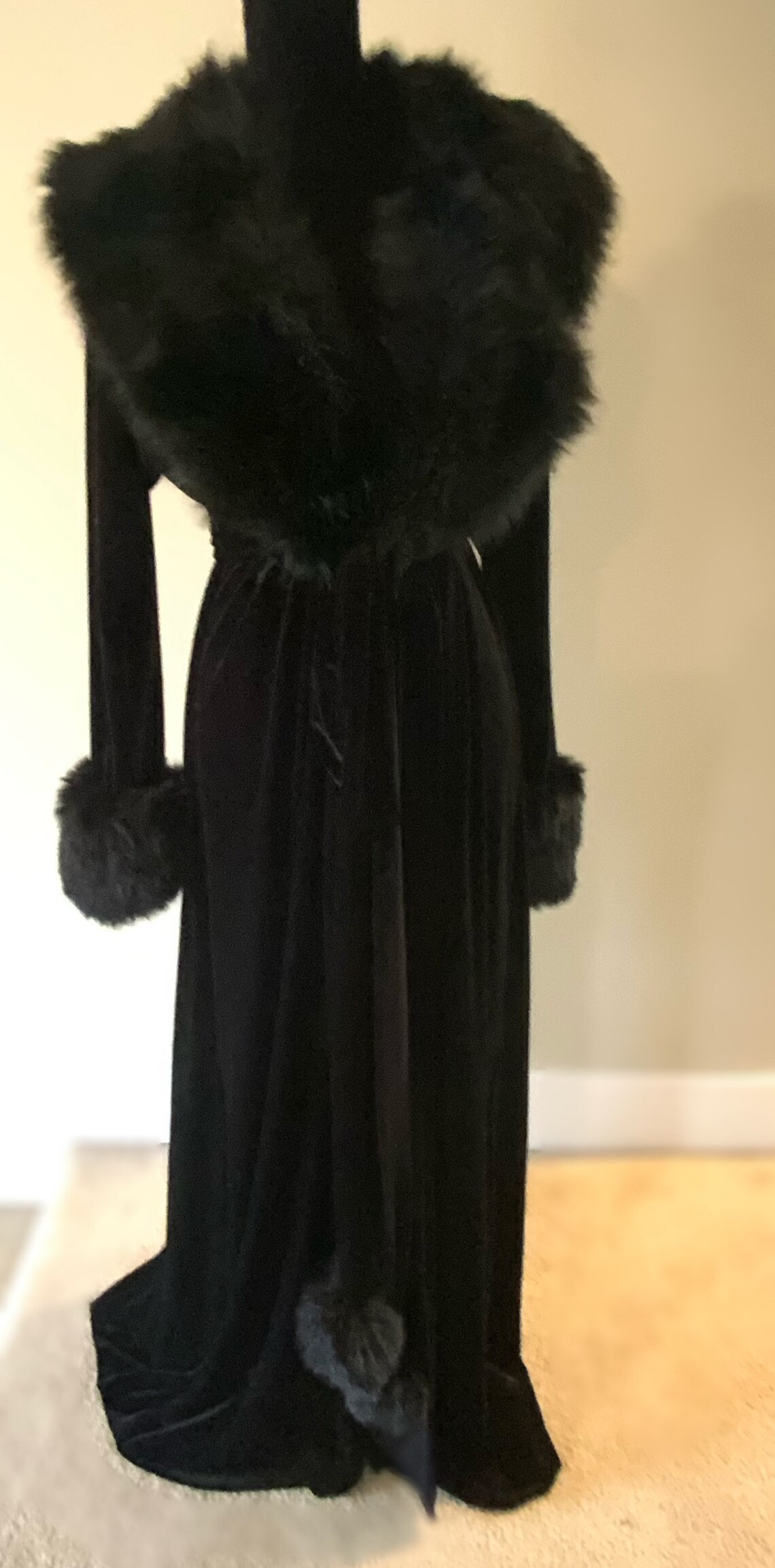 Darkest Black Velvet-handmade Glamour Robe-old Hollywood - Etsy