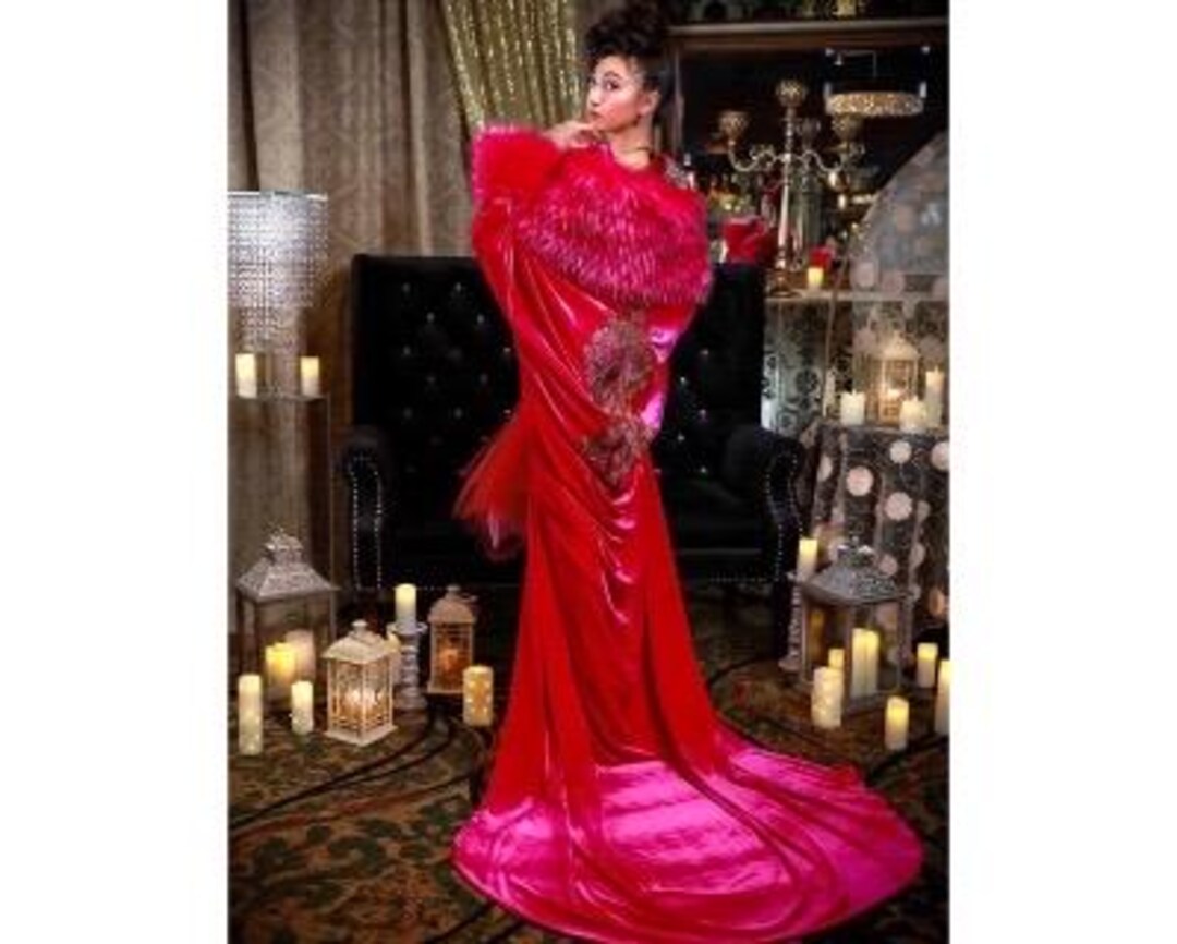 Glamorous 1920’s-old Hollywood Style- Fuschia Velvet Robe . Handmade ...