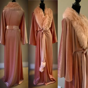 Kimono Style Velvet Robe-old Hollywood Glamour Robe- Blush Velvet-faux ...