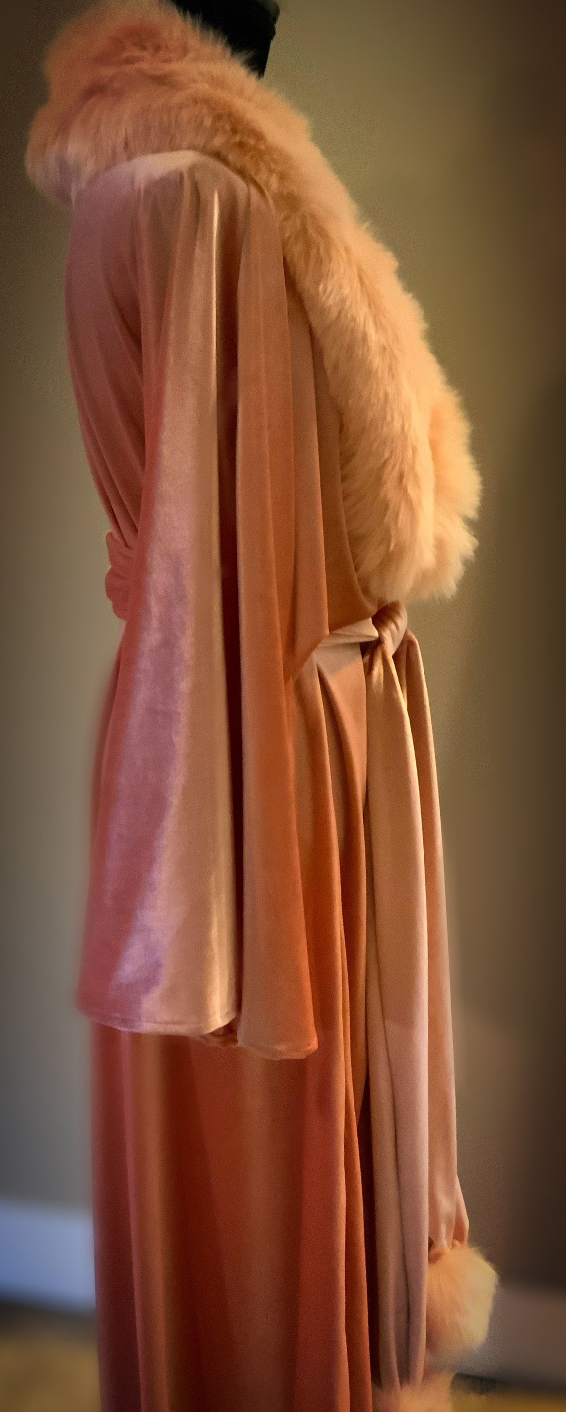 Kimono Style Velvet Robe-old Hollywood Glamour Robe Blush - Etsy