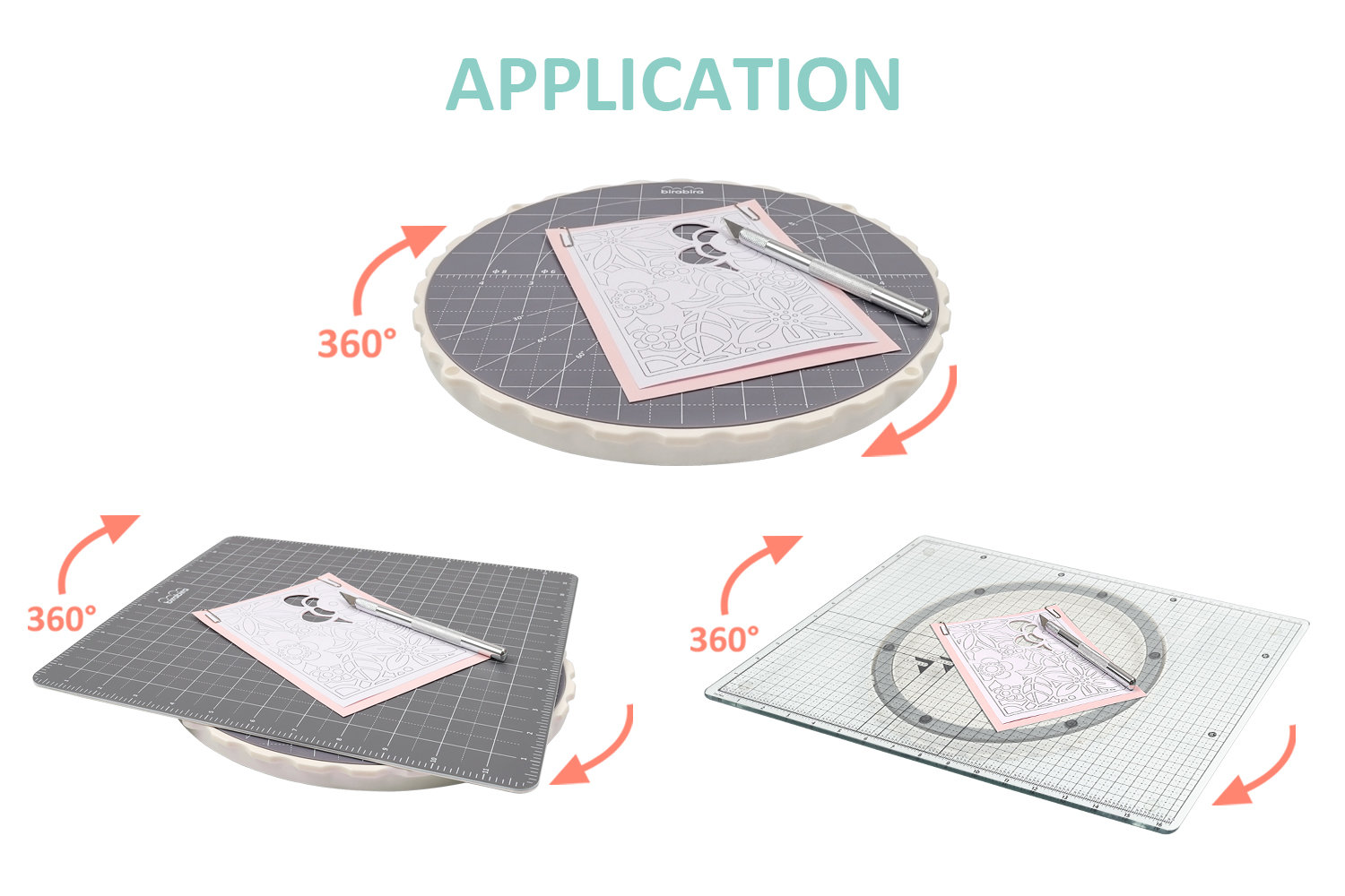 Bira Rotating Cutting Platform & Cutting Mat 10" for Quilting, Paper ...