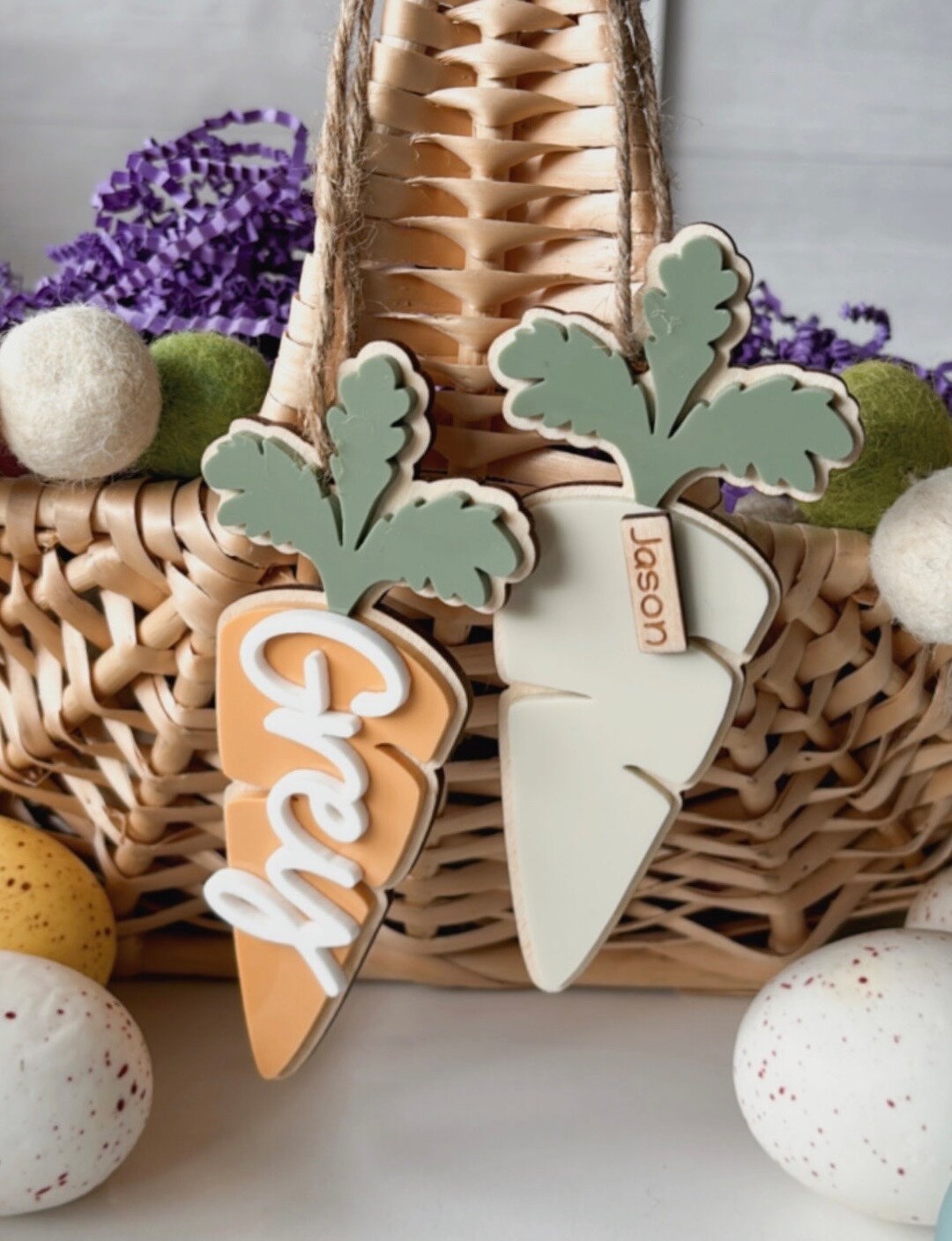 Personalized Easter Basket Tag, Custom Carrot Easter Tag, Acrylic and ...