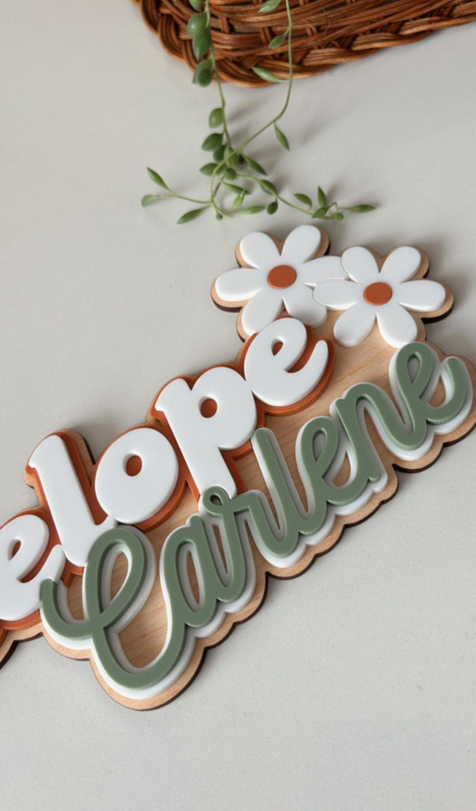 3D Personalized Name Sign - April Birth Flower Daisy Nursery Decor ...