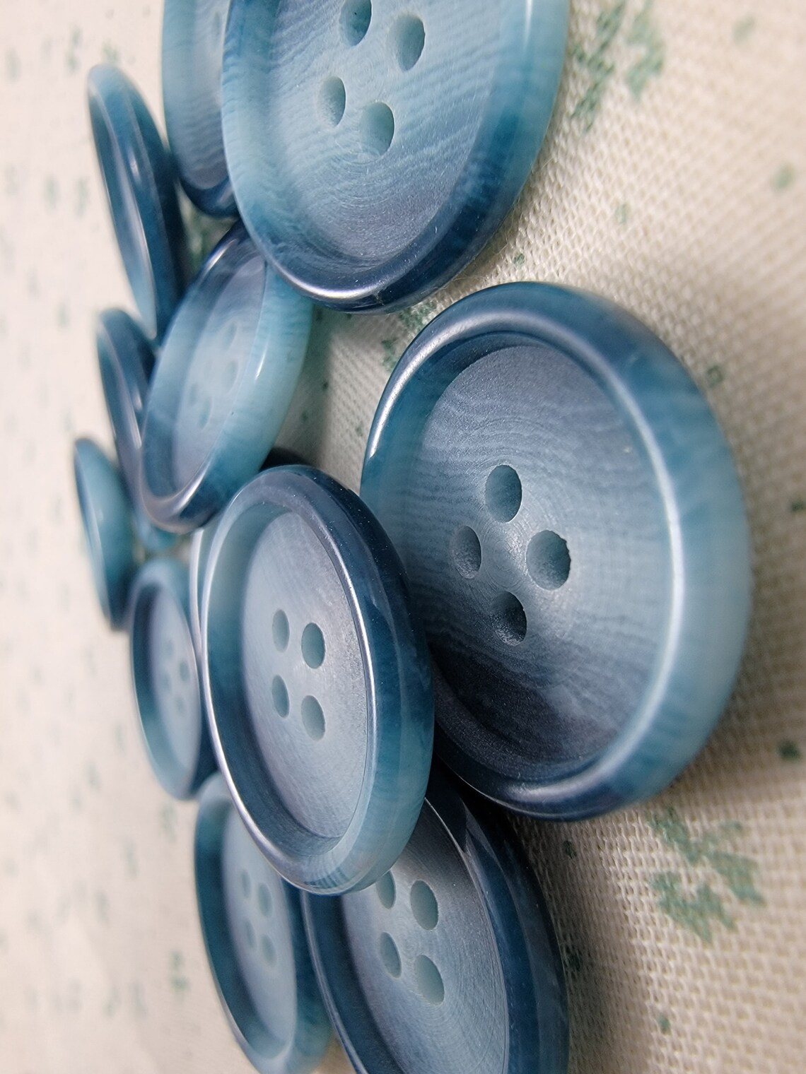 Vintage Medium Blue Wavy Stripe Design Four Hole Plastic Sew - Etsy