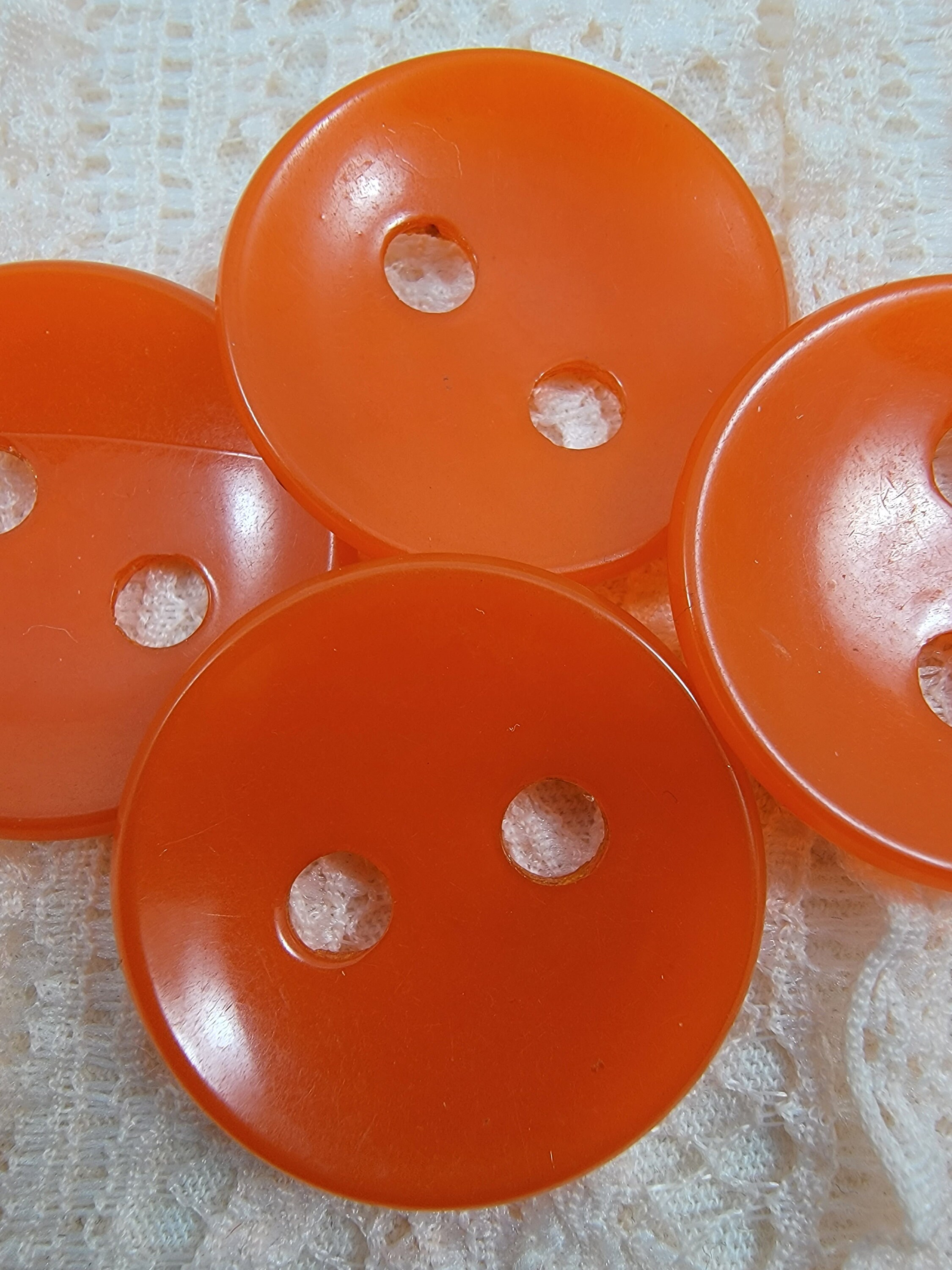 Vintage Early Plastic Bright Orange Sew Through Buttons Set - Etsy