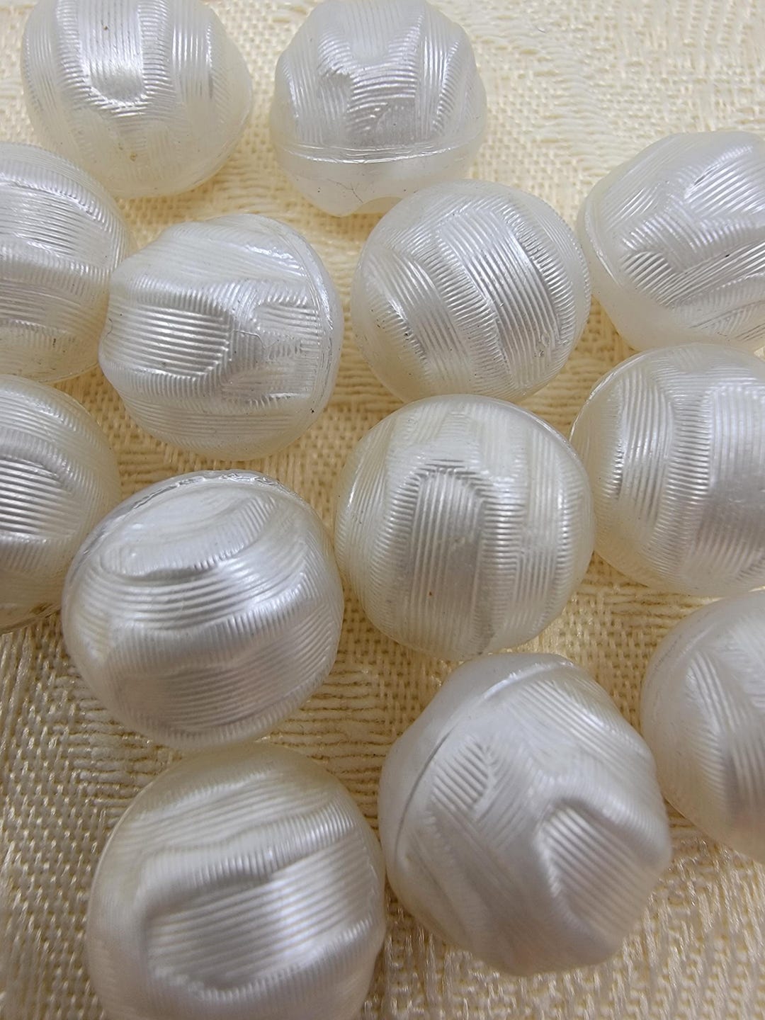Vintage Pearlized Finish White Milk Glass Ball Buttons With Self Shanks ...