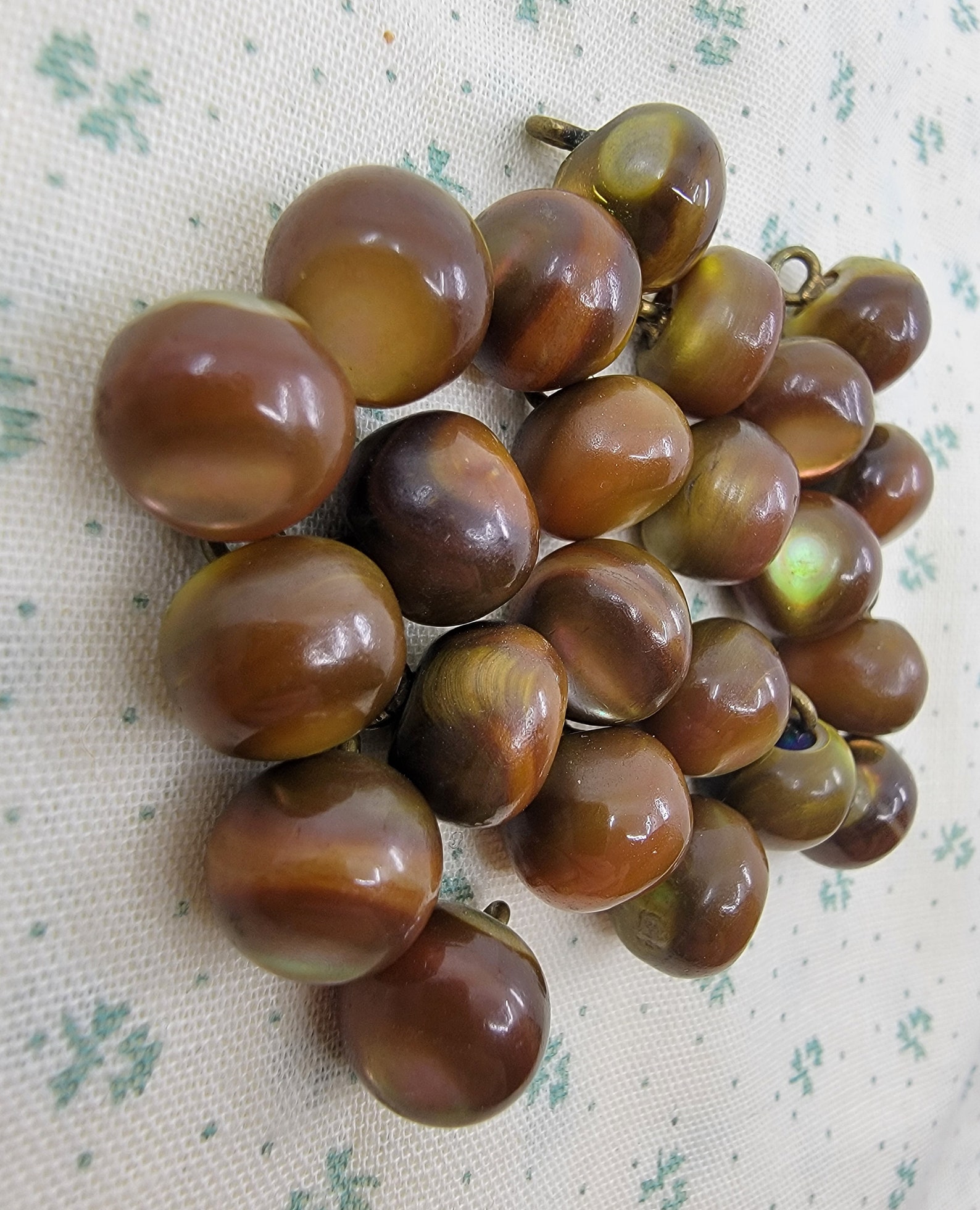 Vintage Small Dyed Brown Shell Ball Buttons With Brass Loop Shanks ...