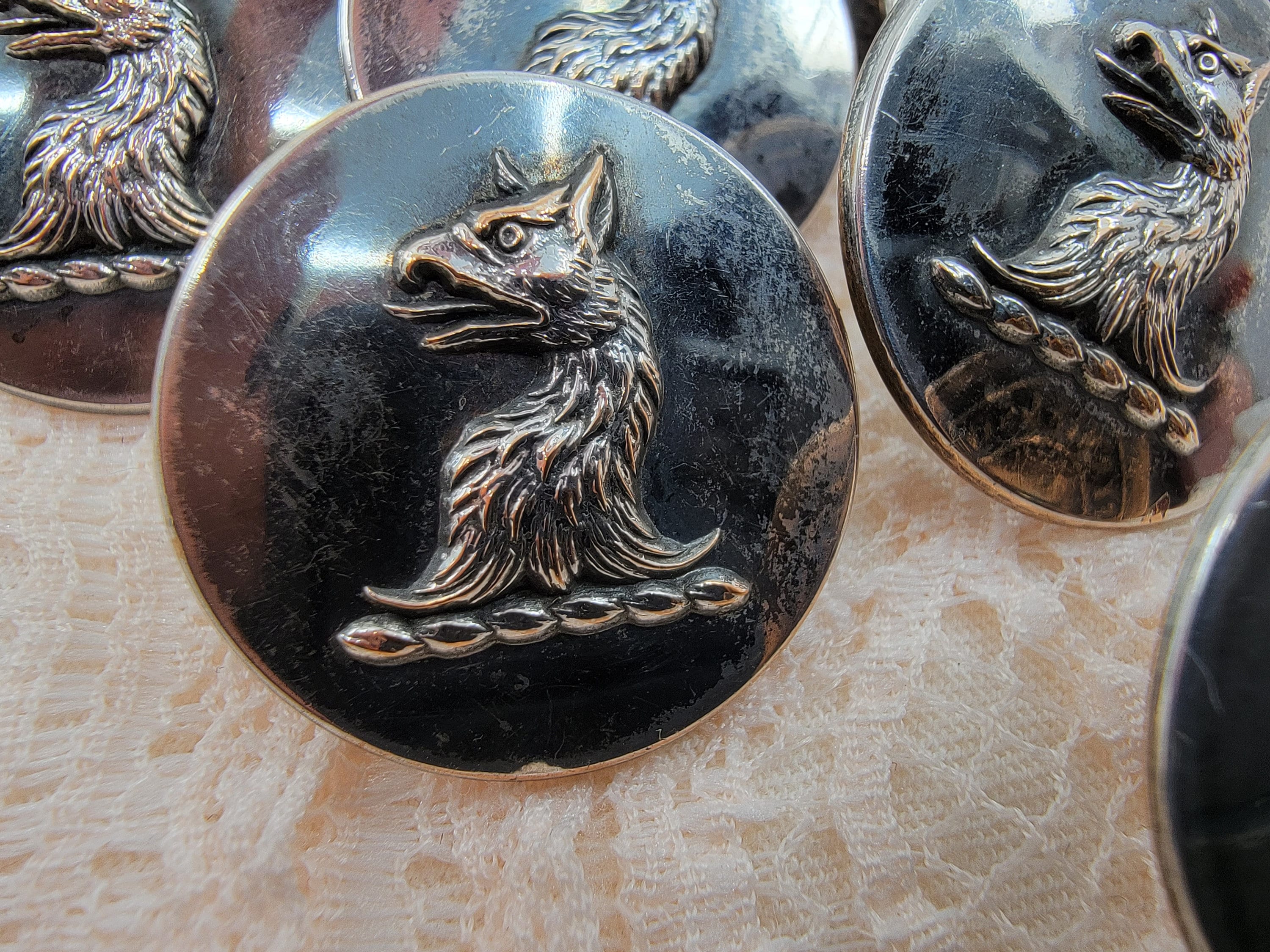 Vintage Antique Silverplated Metal Griffin Design Livery Button - Etsy