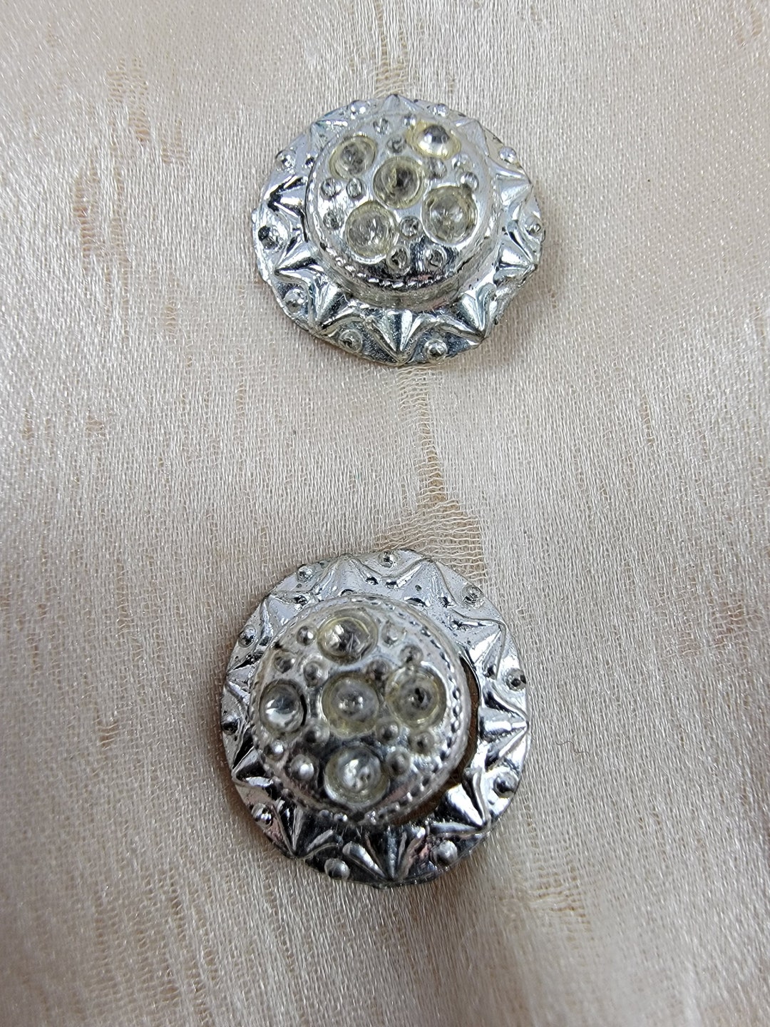Vintage Aluminum and Paste Fancy Buttons Set of 6 - Etsy