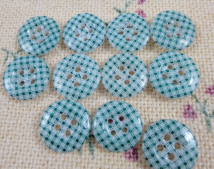 Vintage Green and White Calico Pattern China Buttons Lot of 11 - Etsy
