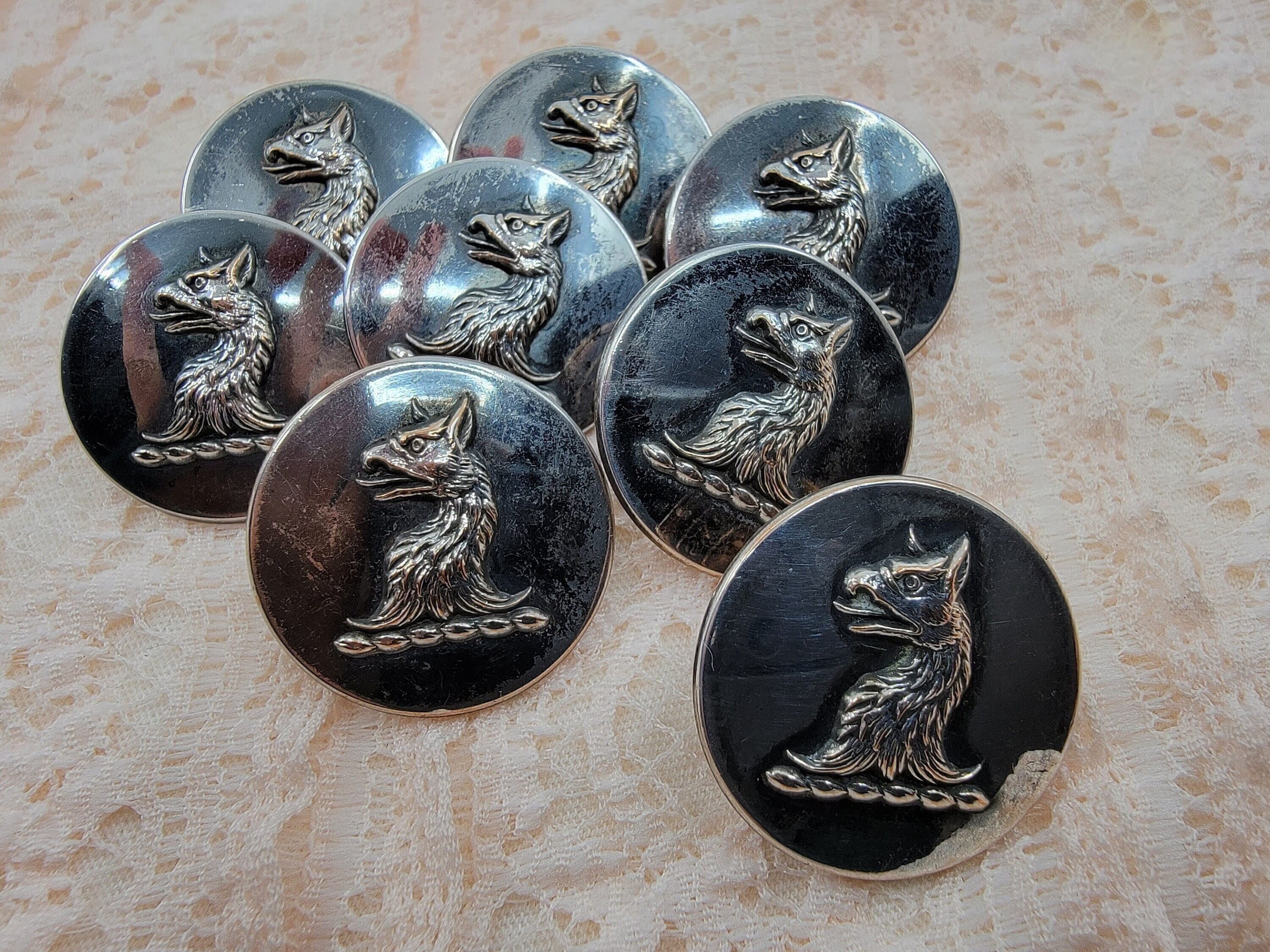 Vintage Antique Silverplated Metal Griffin Design Livery Button - Etsy