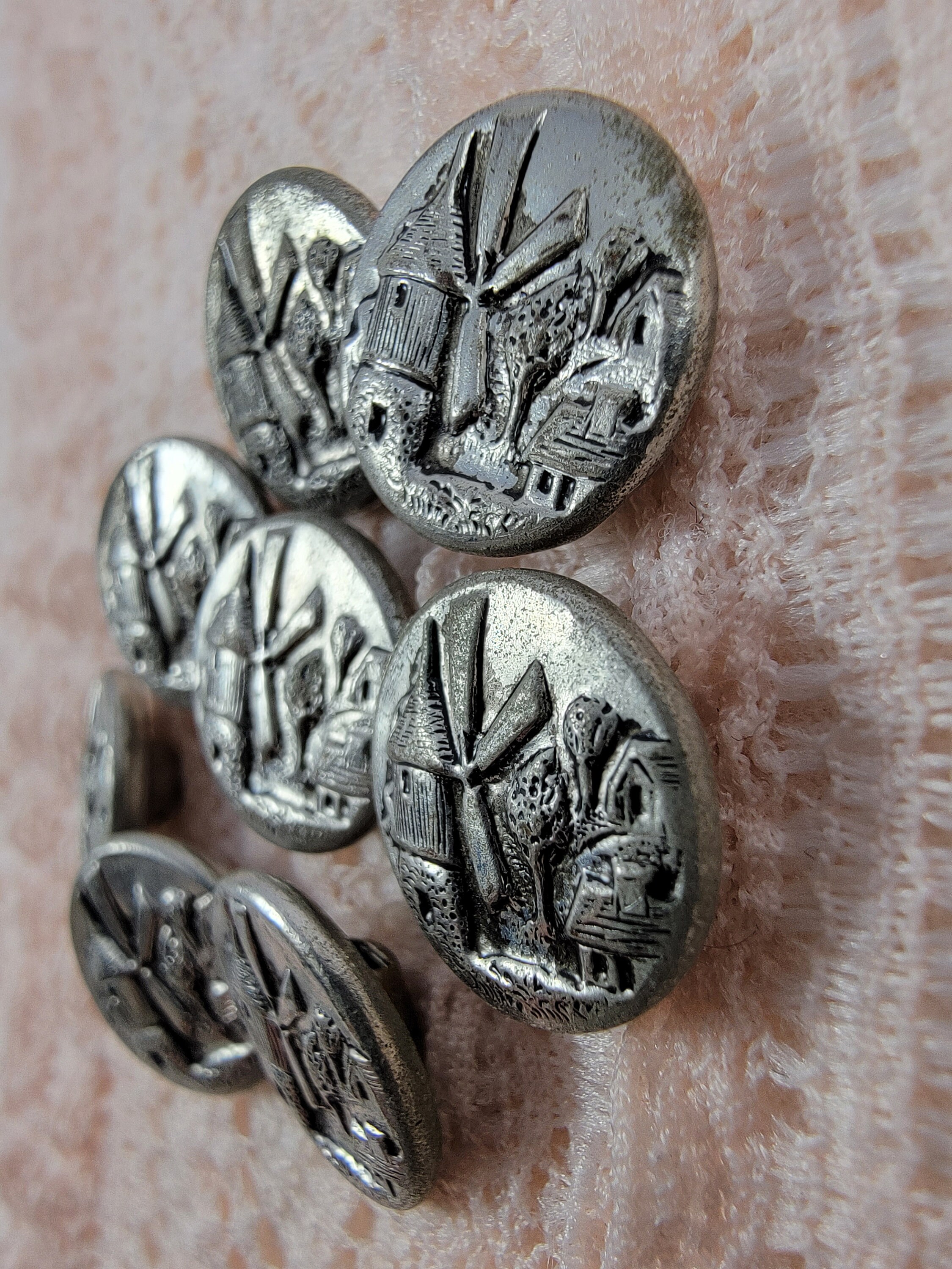 Vintage Windmill Design Stamped White Metal Self Shank Buttons - Etsy