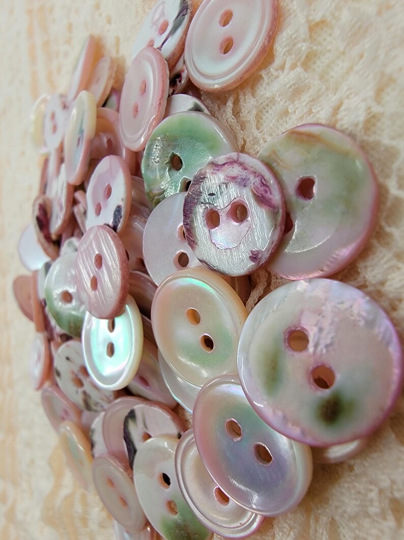 Vintage Small Light Pink Dyed Mother of Pearl Shell Two Hole Sew Thru ...