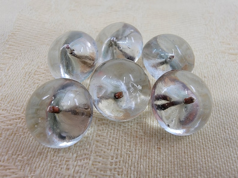 Vintage Smooth Domed Clear Glass Buttons With Metal Loop Shanks Set of ...