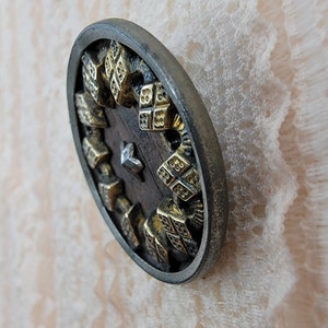 Vintage Antique Large Wood and Metal Shield Design Button - Etsy