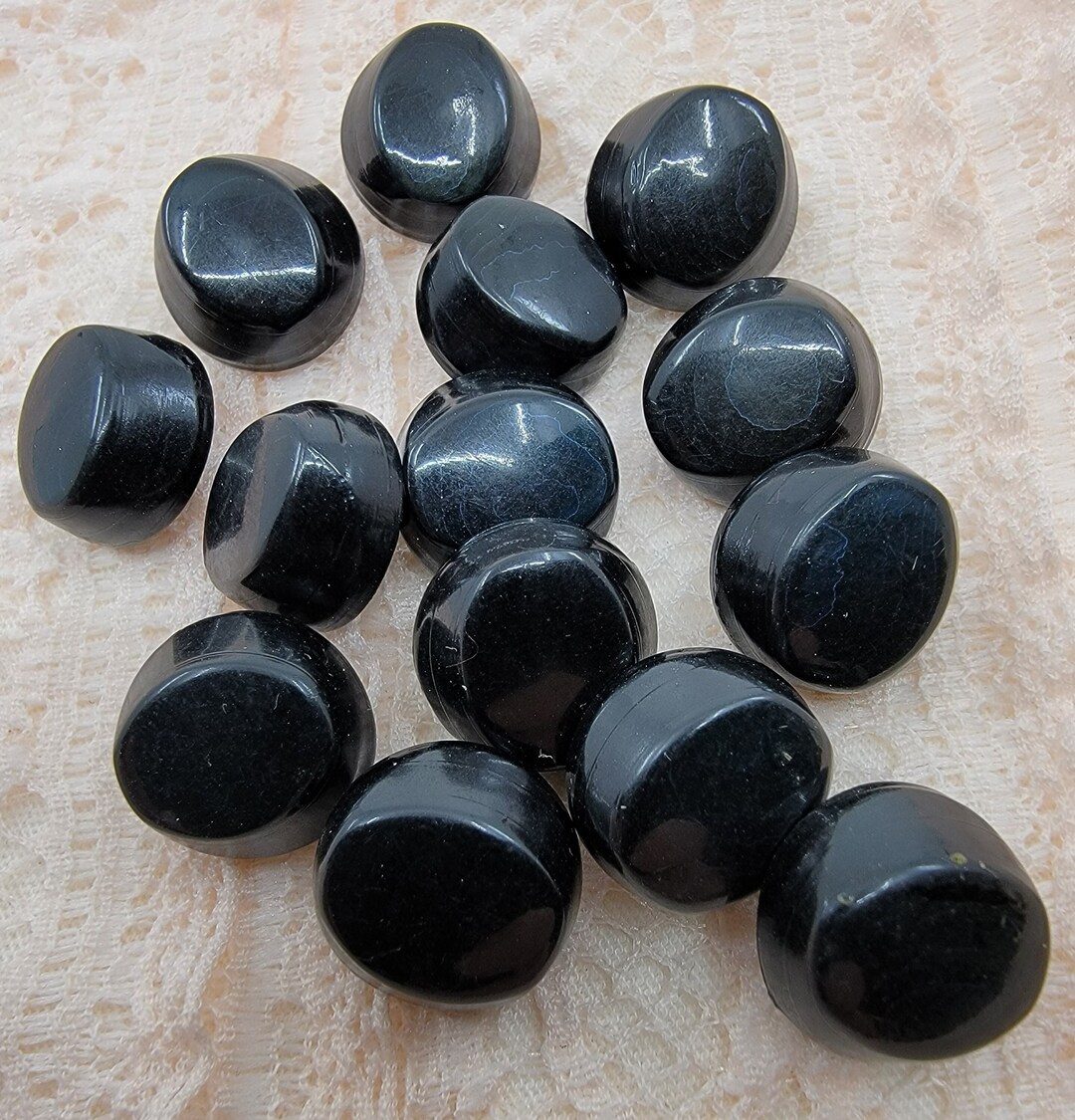Vintage Simple Design Black Celluloid Buttons With Metal Loop Shanks ...