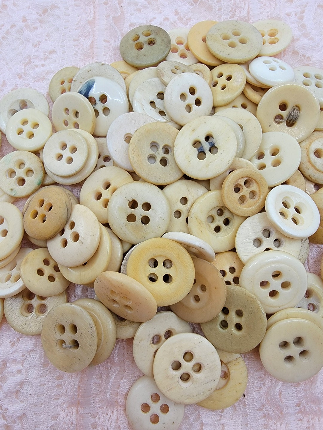 Vintage Antique Assorted Four Hole Bovine Bone Buttons - Lot of 50 - Etsy