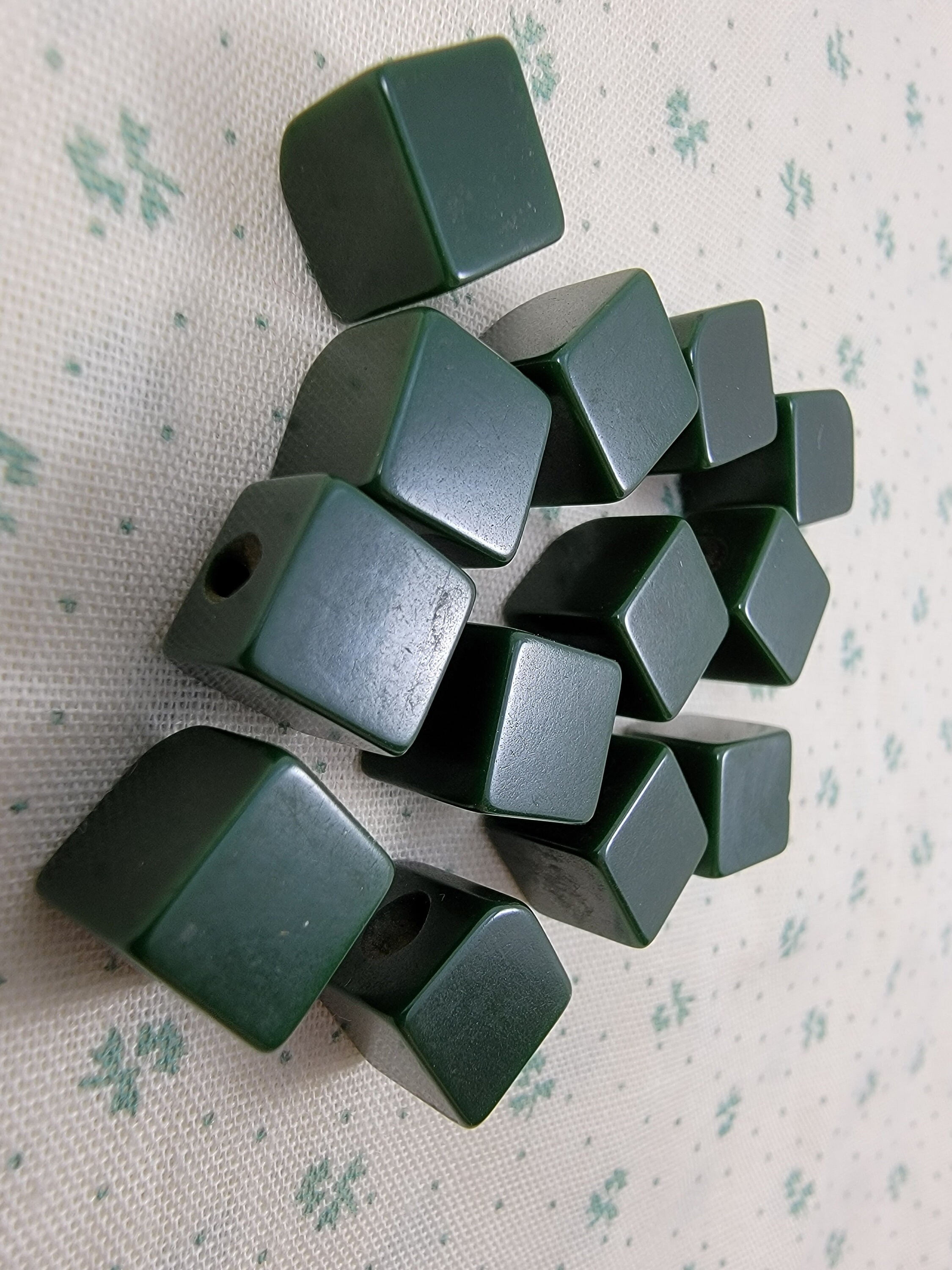 Vintage Dark Green Bakelite Cube Buttons Set of 13 - Etsy