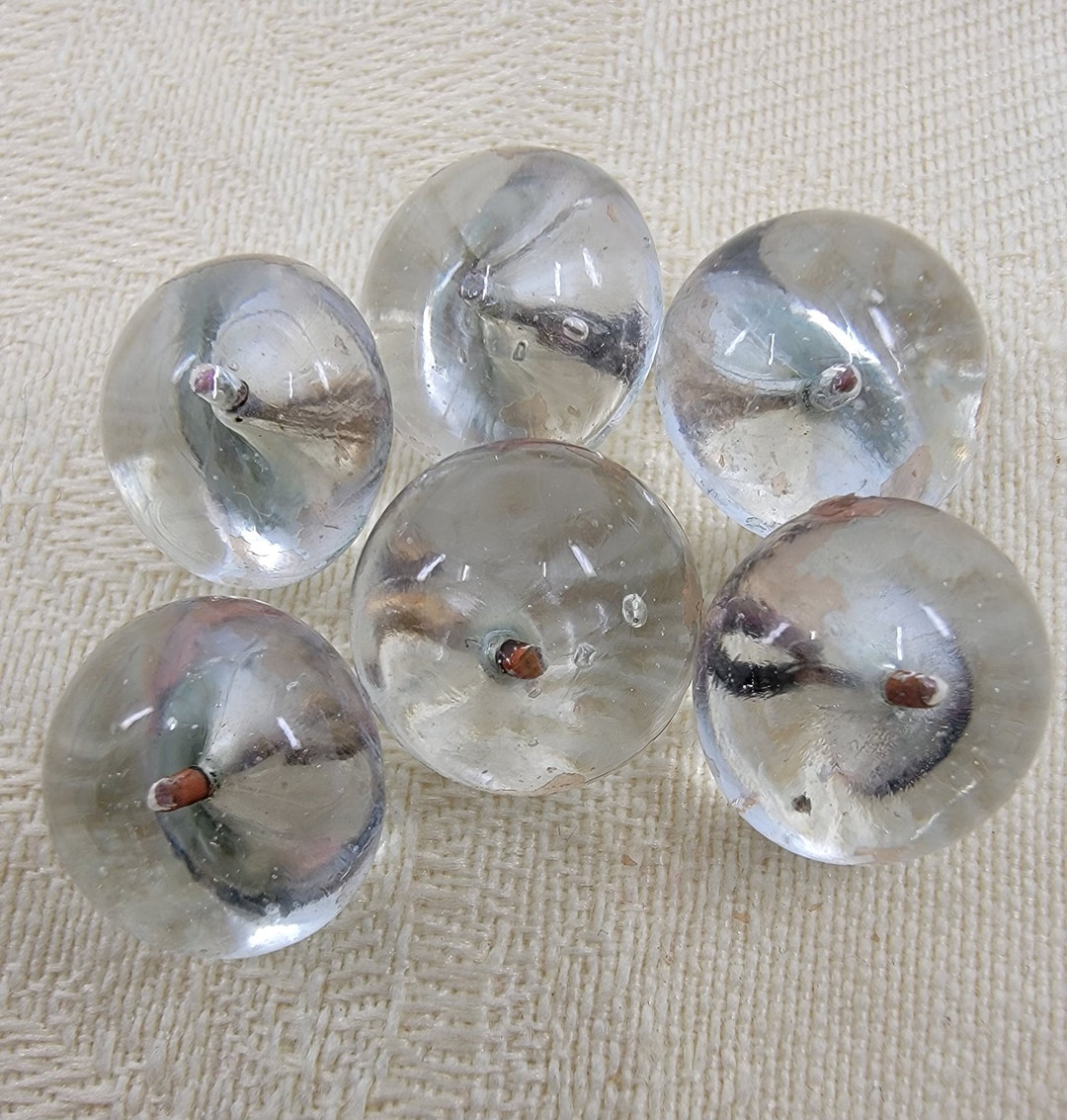 Vintage Smooth Domed Clear Glass Buttons With Metal Loop Shanks Set of ...