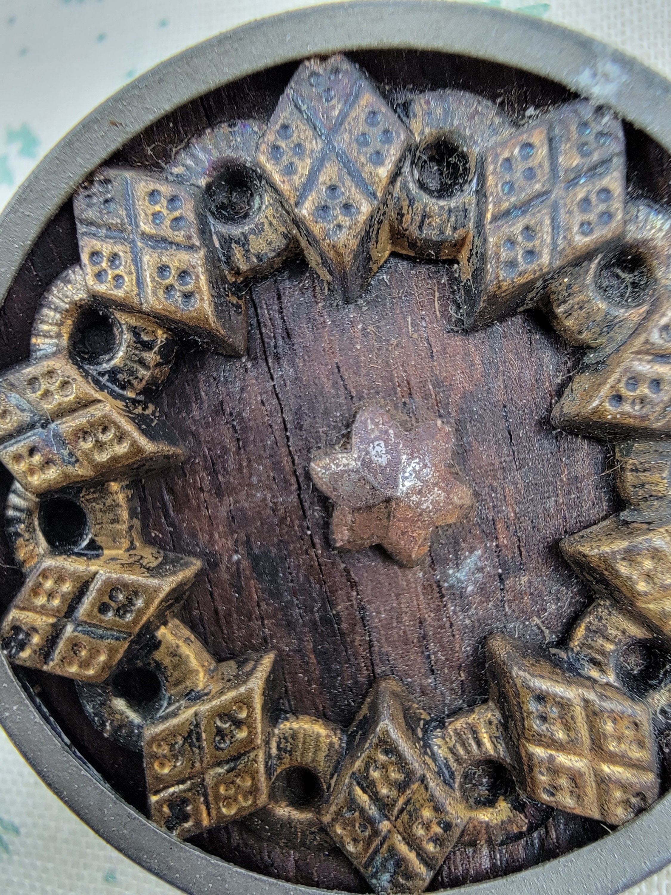 Vintage Antique Large Wood and Metal Shield Design Button - Etsy