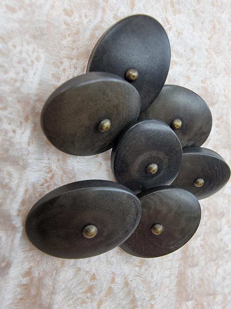 Vintage Dark Brown Oval Vegetable Ivory Buttons With Pin Shanks - Set ...