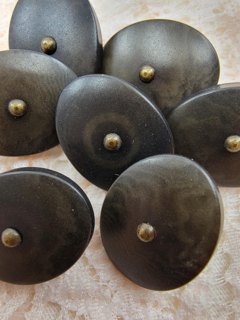 Vintage Dark Brown Oval Vegetable Ivory Buttons With Pin Shanks - Set ...