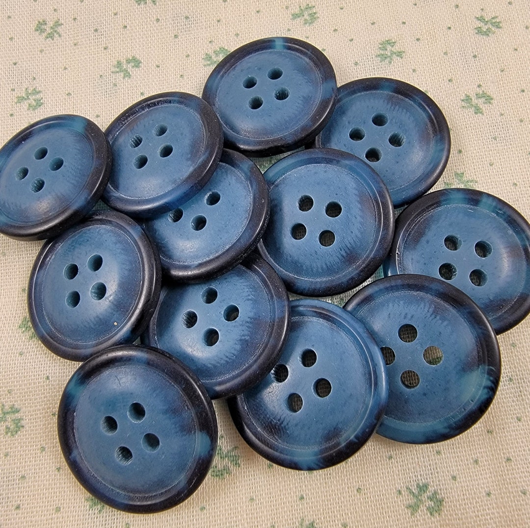 Vintage Dark Blue Four Hole Plastic Sew Thru Buttons - Set of 9 - Etsy