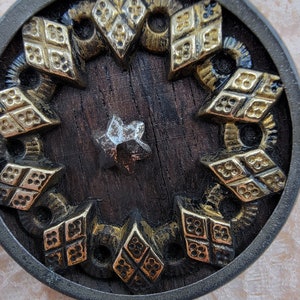 Vintage Antique Large Wood and Metal Shield Design Button - Etsy