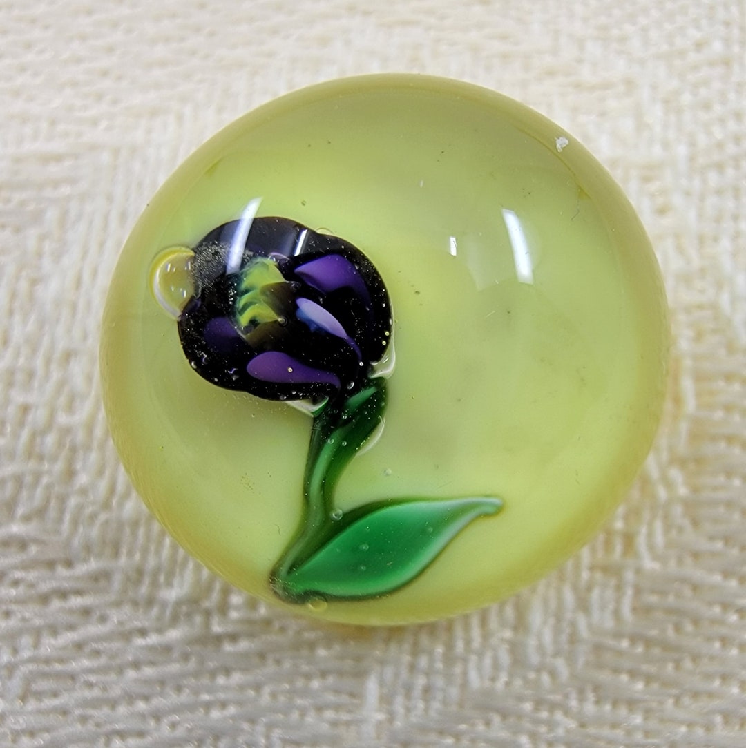 Vintage Unique Yellow Purple Iris William Iorio Glass Paperweight ...