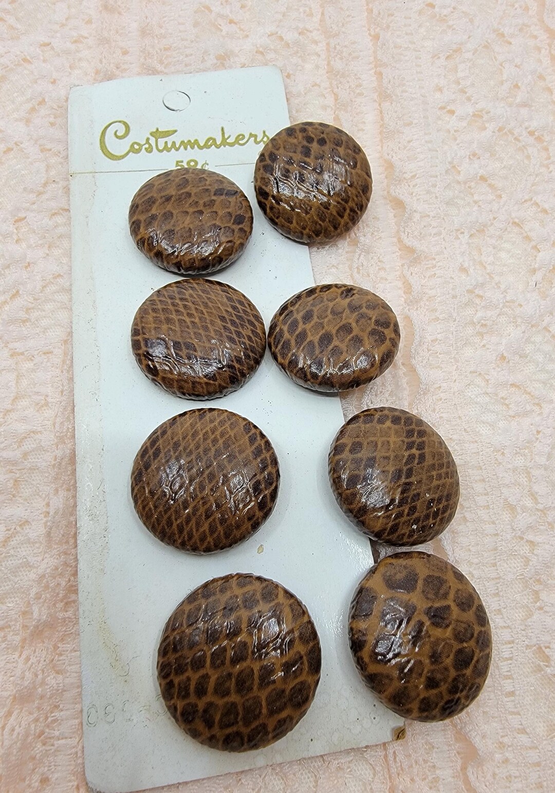 Vintage Costumakers Faux Snakeskin Two Piece Buttons With Metal Staple ...