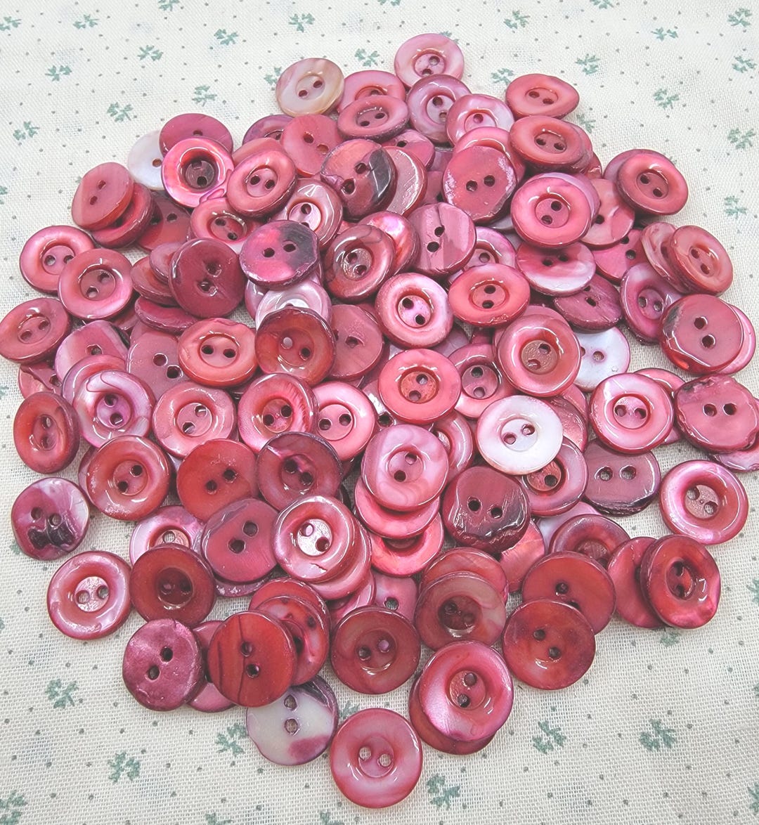 Vintage Small Dark Pink MOP Shell Sew Thru Buttons - Set of 8 - Etsy