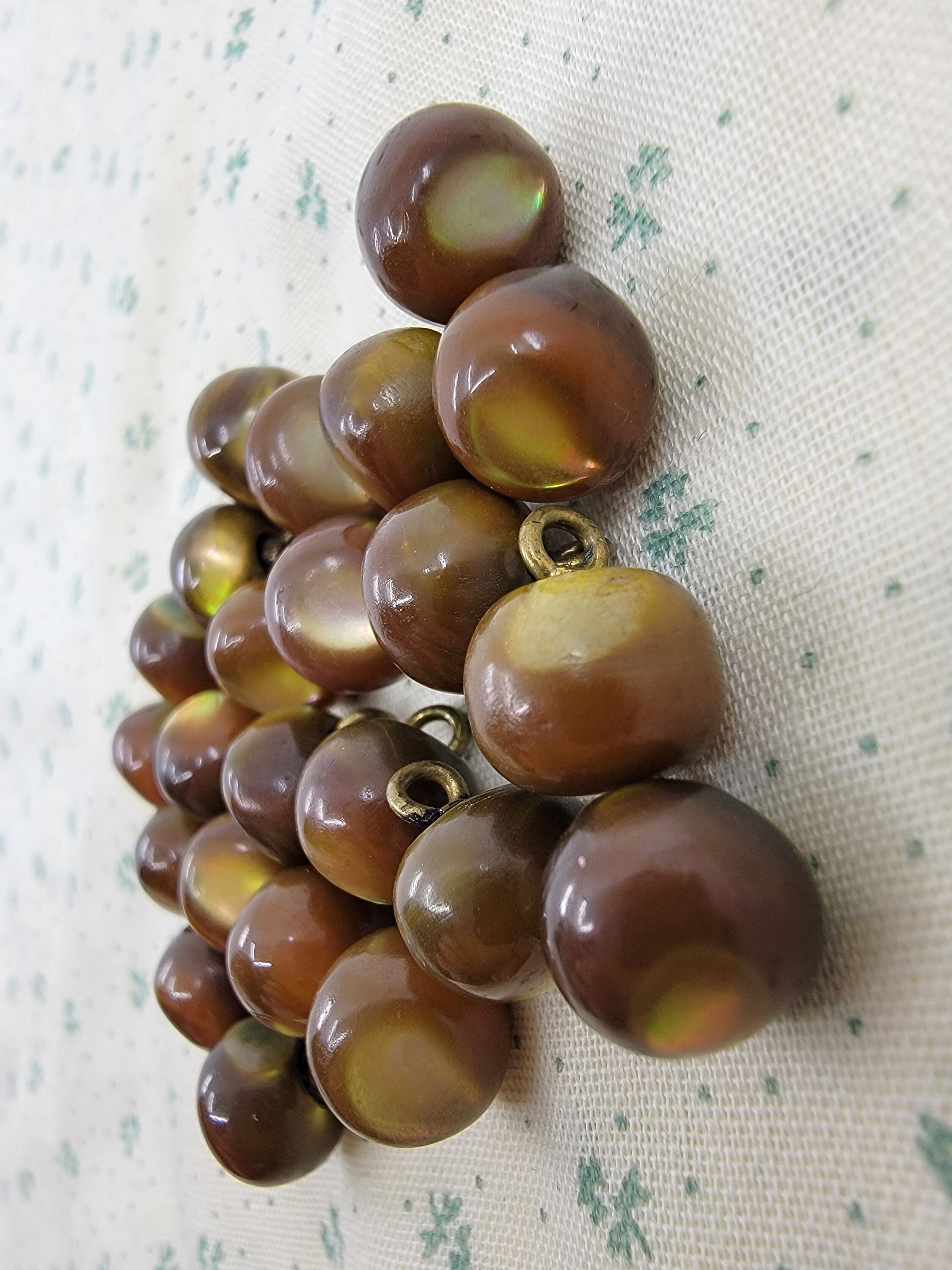 Vintage Small Dyed Brown Shell Ball Buttons With Brass Loop Shanks ...