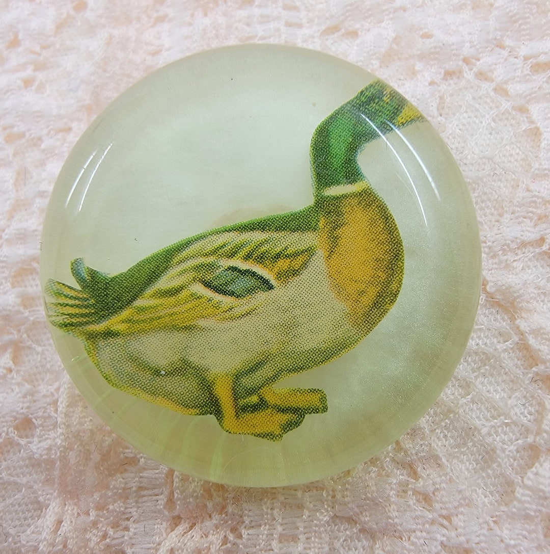 Vintage Mallard Duck Design Ben Lang Studio Button With Applied Metal ...