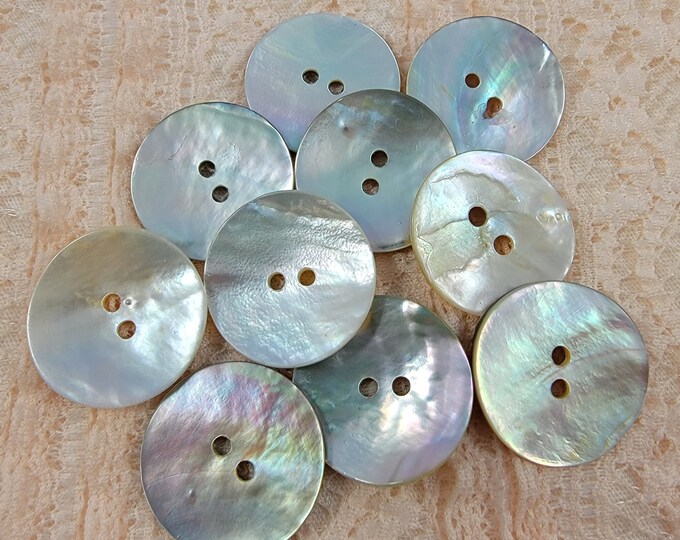 Vintage Iridescent Mother of Pearl Shell Sew Through Buttons Set of 10 ...