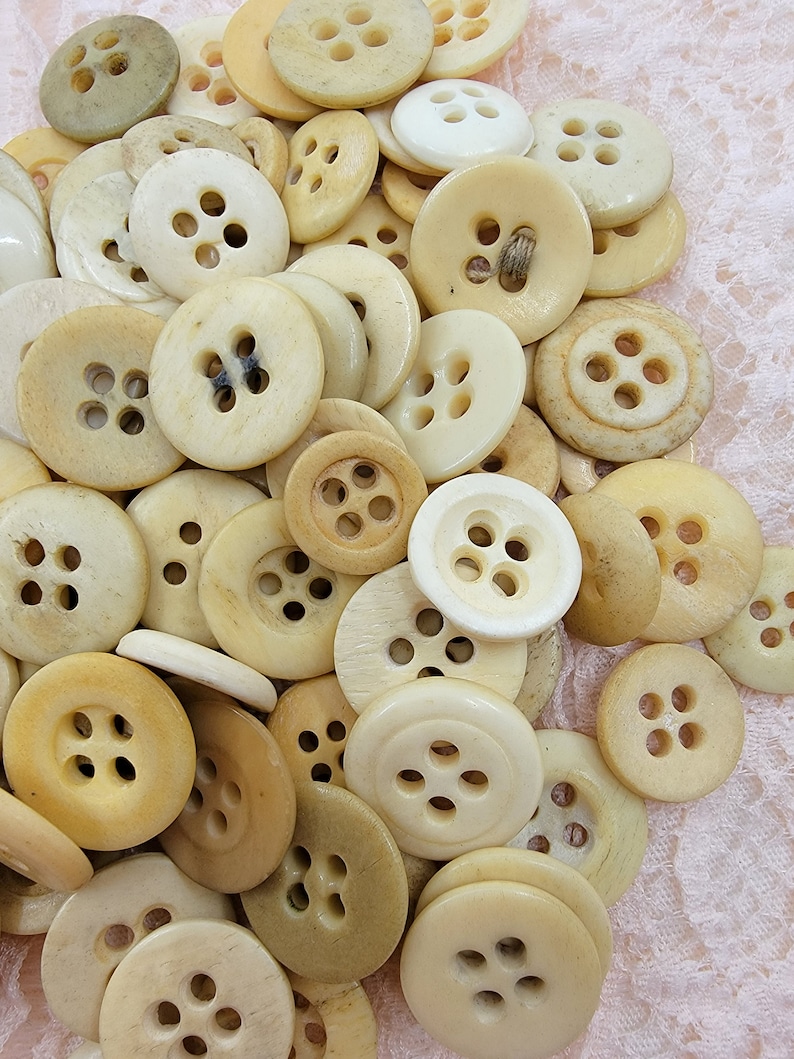 Vintage Antique Assorted Four Hole Bovine Bone Buttons - Lot of 50 - Etsy