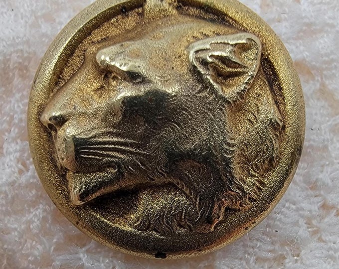 Vintage Small Lion Head Gold Colored Metal Button With Omega Shank - Etsy