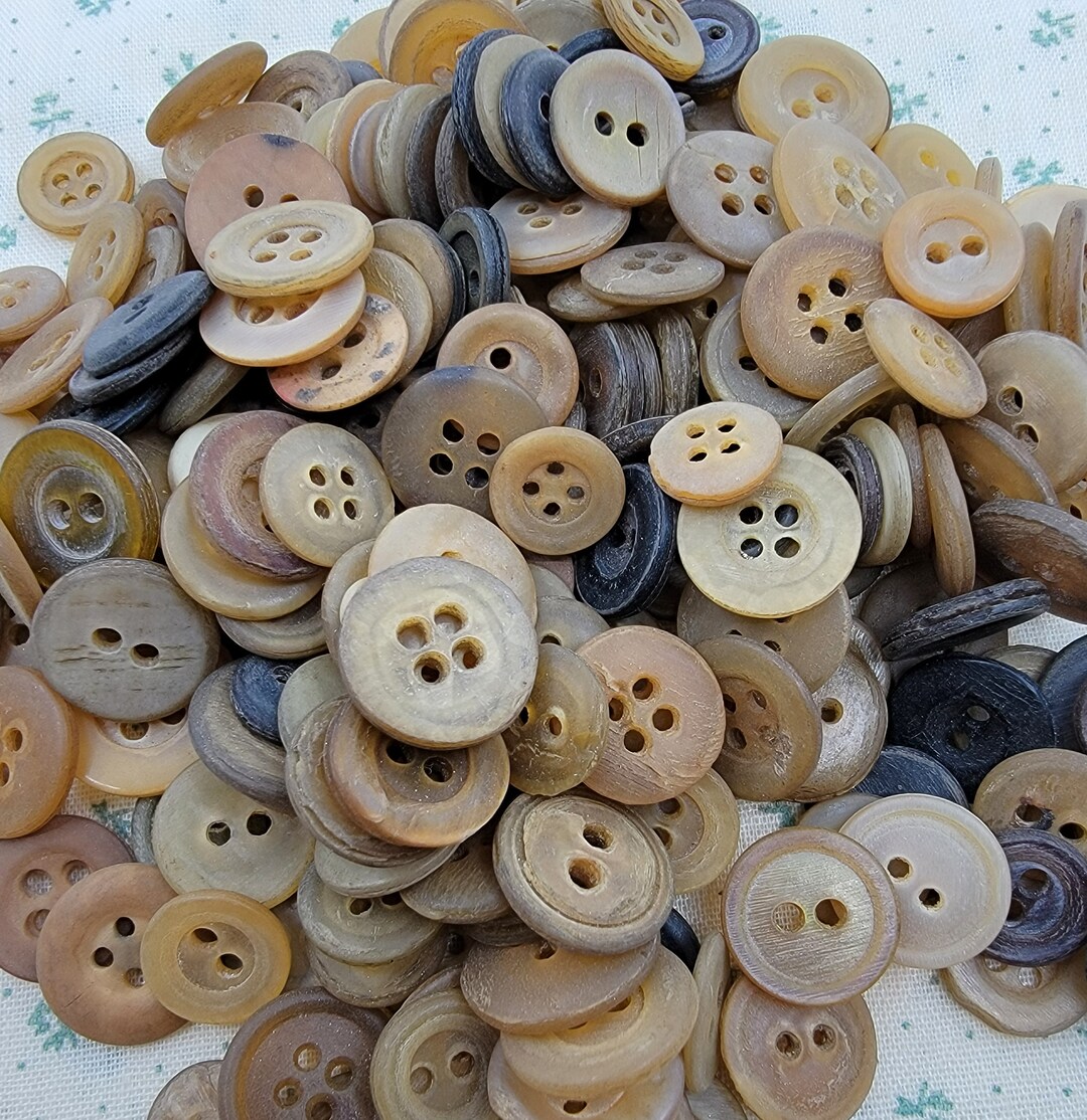 Vintage Antique Assorted Two and Four Hole Natural Horn Buttons - Lot ...