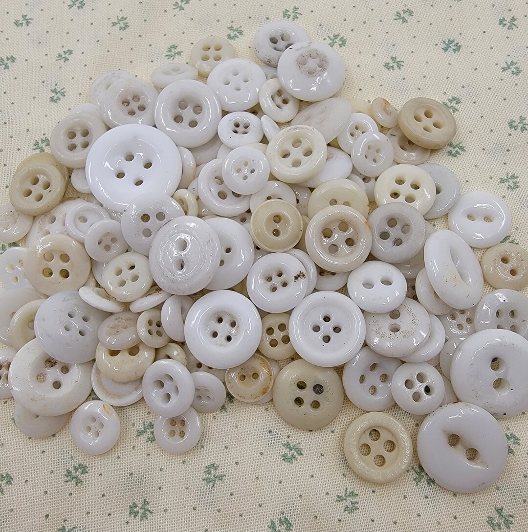 Vintage Antique 2 and 4 Hole White Cream Sew Thru China Buttons - Mixed ...