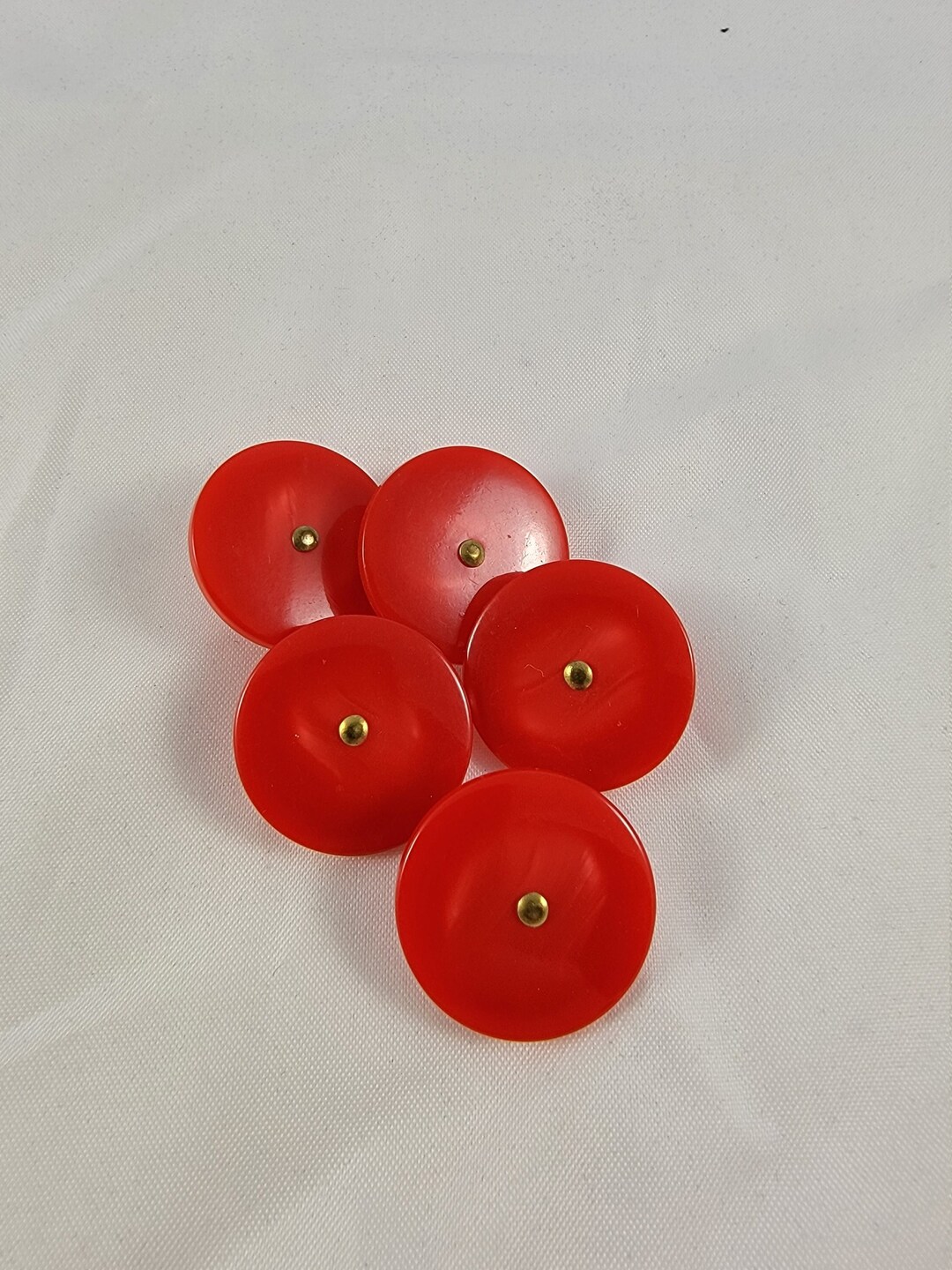 Vintage Bright Red Plastic Buttons With Metal Pin Shanks - Set of 5 - Etsy