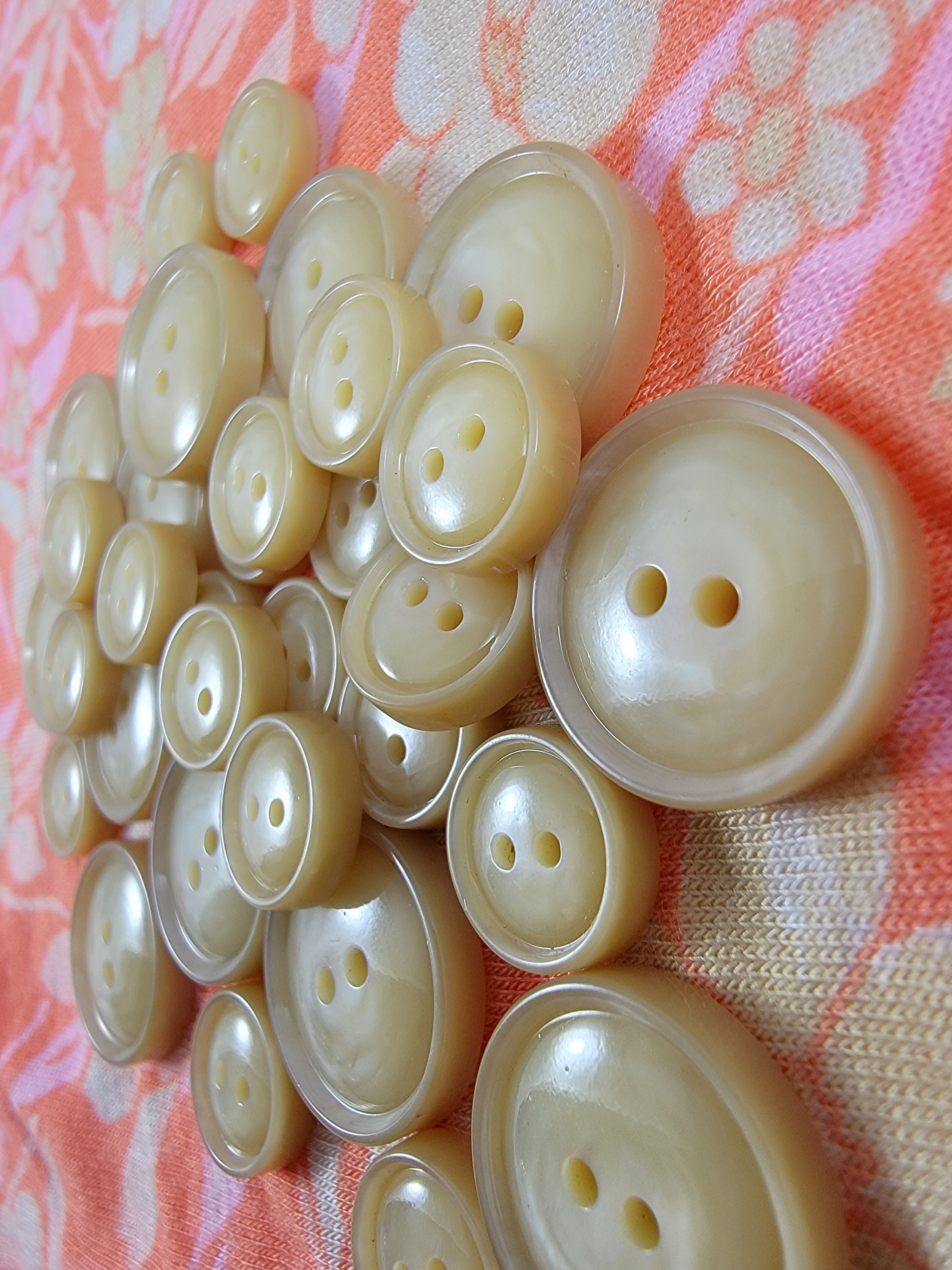 Vintage Beige Tan Two Hole Plastic Buttons Mixed Lot of 30 - Etsy