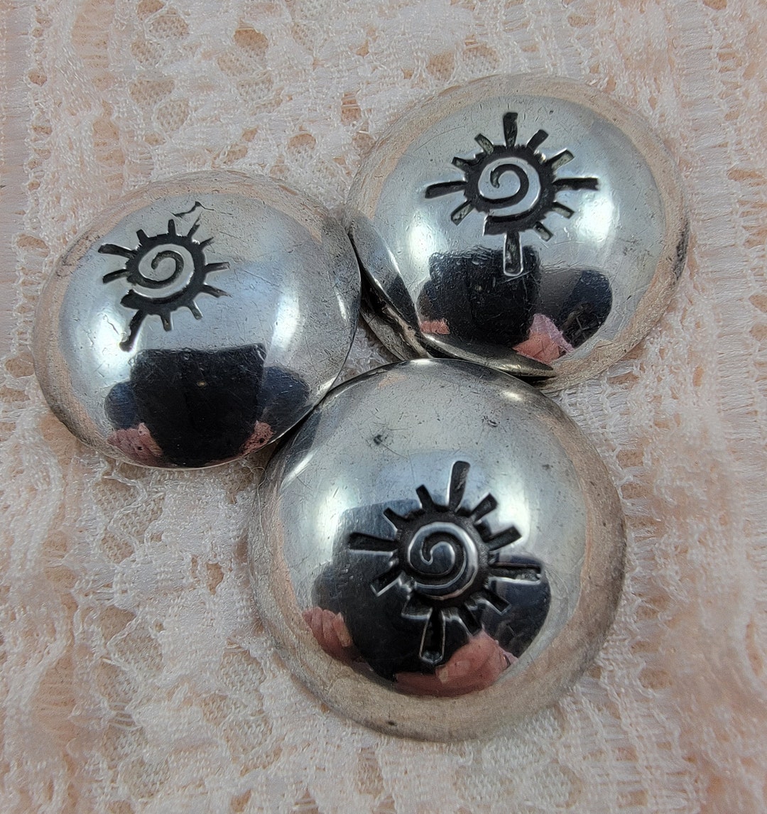Vintage Native American Domed Silver Sun Symbol Buttons Set of 3 - Etsy