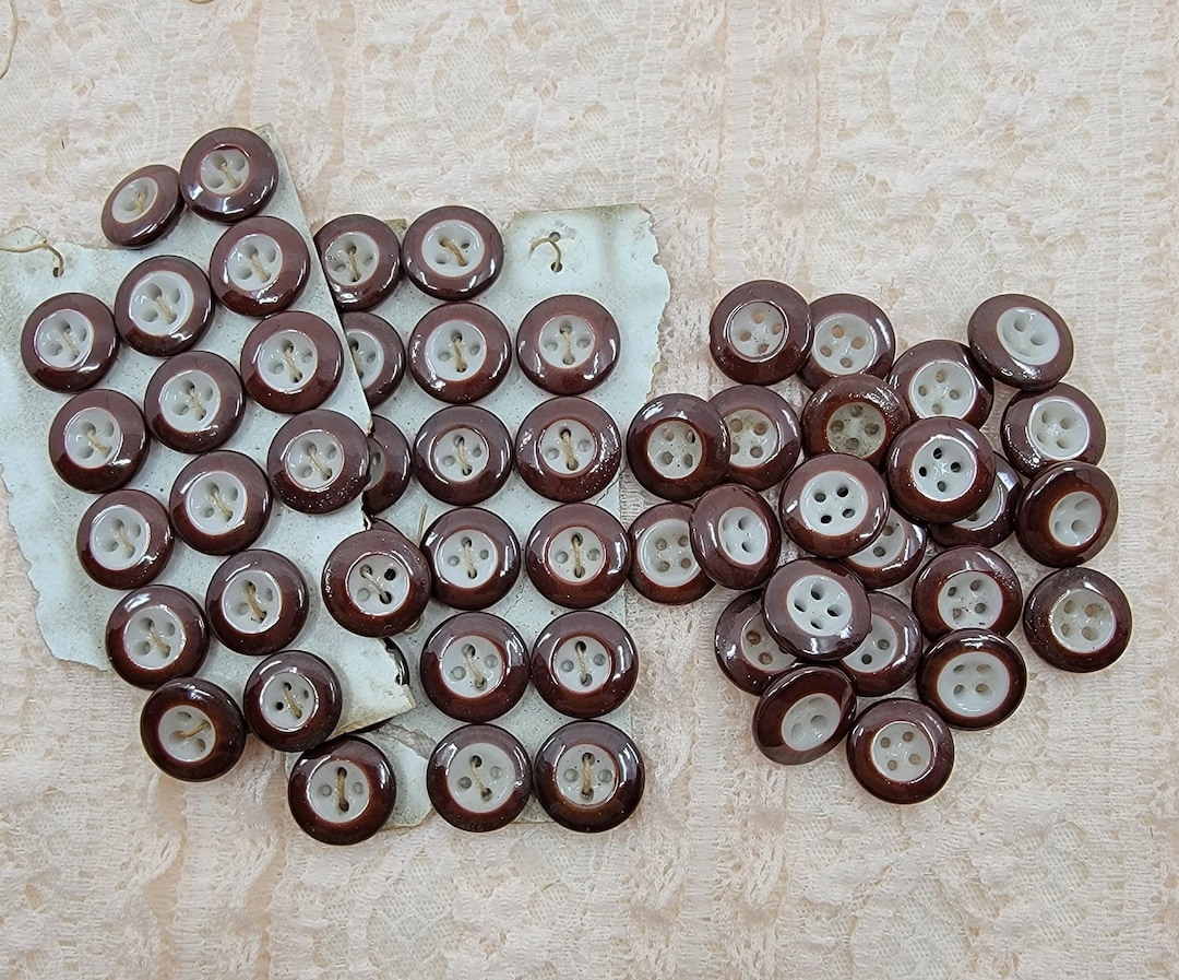Vintage Brown and White Ink Well China Sew-thru Buttons - Lot of 18 - Etsy