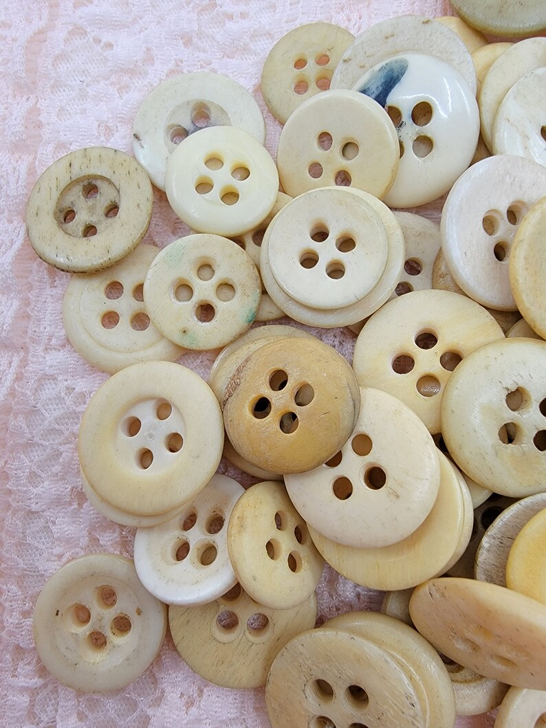 Vintage Antique Assorted Four Hole Bovine Bone Buttons - Lot of 50 - Etsy